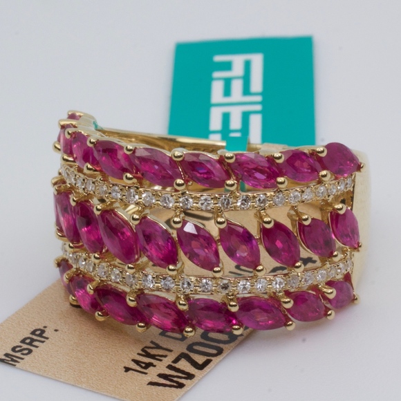 Effy | Jewelry | New Effy 4k Yellow Gold Ruby And Diamond Ring | Poshmark